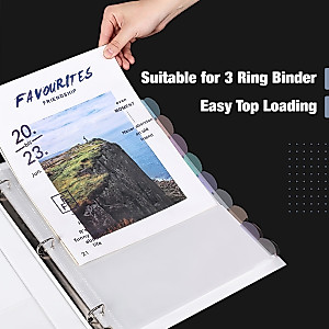 Mr. Pen- Clear Sheet Protectors with Binder Tabs, 8 Tabs, 2 Sets, Clear Binder Sheet Protectors, Clear Plastic Dividers for 3 Ring Binder, Insertable Index Page Divider Multicolor Tabs