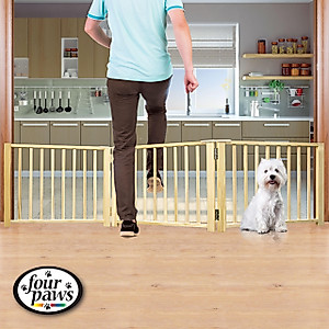 Four Paws Expandable Dog Gate, Wood Gate for Dogs, 3-Panel 24-68" W x 17" H