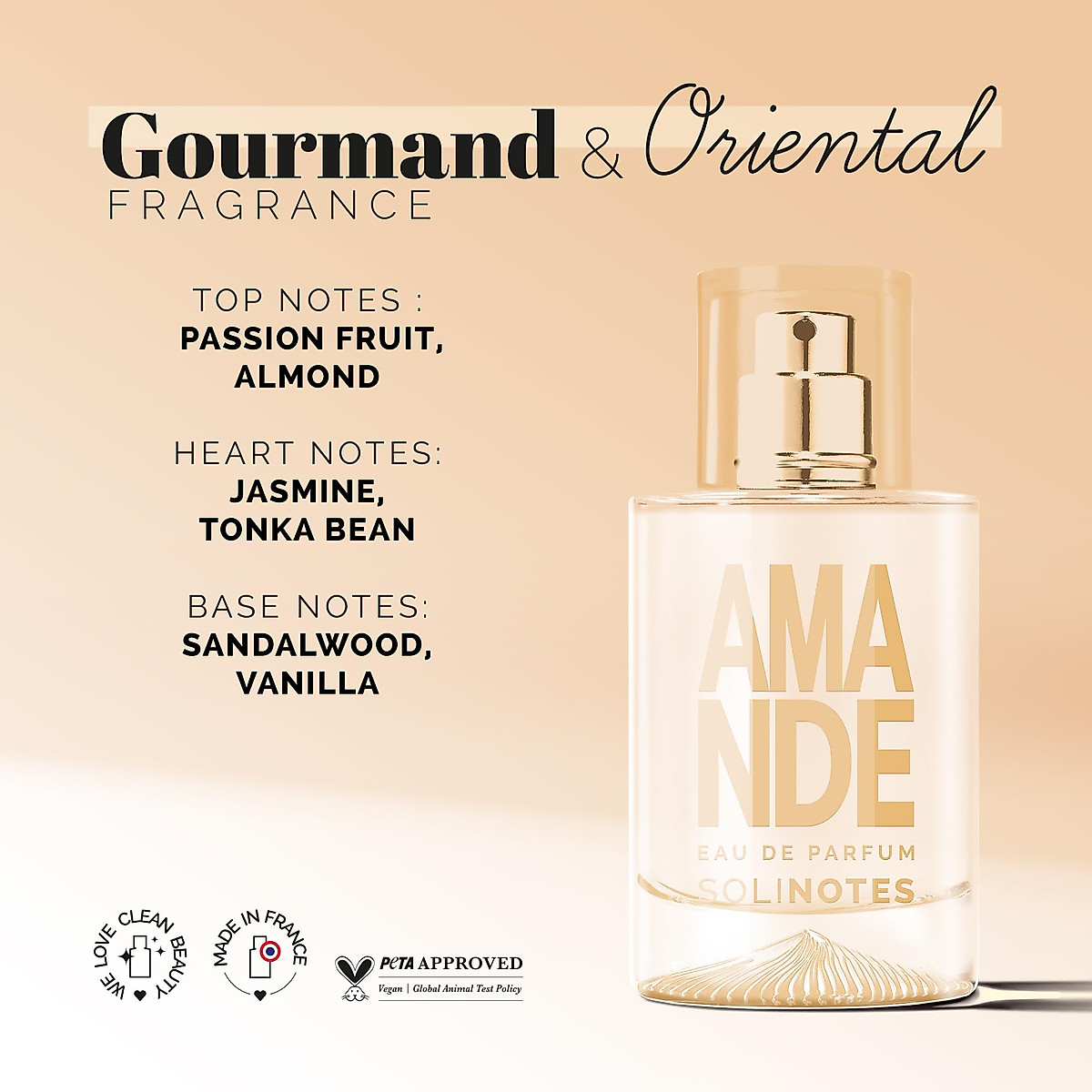 SOLINOTES Almond Perfume for Women - Eau De Parfum | Delicate Floral and Soothing Scent - Made in France - Vegan - 1.7 fl.oz