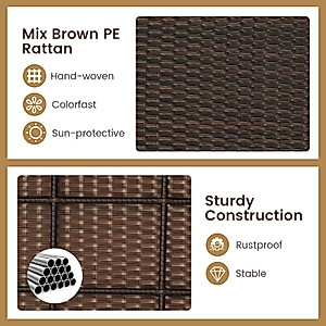 Tangkula 3 Pieces Rocking Wicker Bistro Set, Outdoor Front Porch Rocker Chairs Conversation Set with 2-Tier Tempered Glass Coffee Table and Thick Cushions for Garden, Balcony, Poolside (Turquoise)