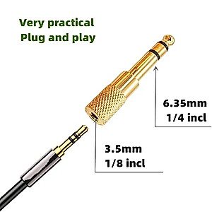 Sam&Johnny Stereo Audio Jack Adapter 6.35mm (1/4 inch) Male to 3.5mm (1/8 inch) Female TRS Audio Adapter for Aux Adapter, Guitar, Headphones, Amplifier(5-Pack)