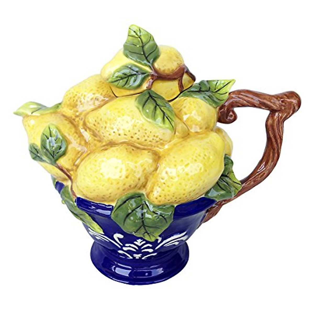 Blue Sky Ceramic Lemon Teapot, 10", Multicolor