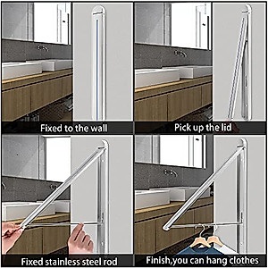 SunEegral Clothes Drying Rack Wall Mounted Laundry Dryer Room,Foldable Retractable Hanging Drying Rod Ultrathin Small Collapsible for Efficient Space Saving,65Ibs Capacity