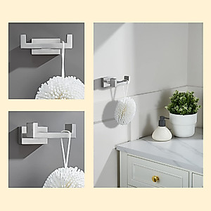 Suyar Double Bath Towel Hook, SUS304 Stainless Steel Double Robe Hook, Bathroom Kitchen Towel Hanger, Hand Towel Holder for Wall, Brushed Nickel