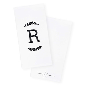 The Cotton & Canvas Co. Personalized Single Monogram Initial R Soft Absorbent Kitchen Tea Towel, Flour Sack Towel, Dish Cloth