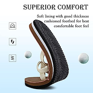 AX BOXING Flip Flops For Women Thong Sandals Faux Leather Slide Beach Pool Slipper Sandals(White-11,7)