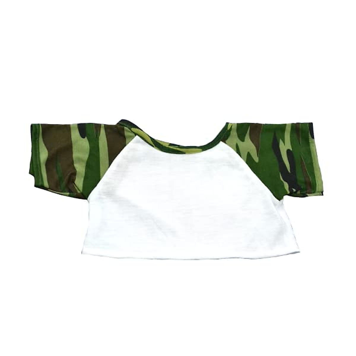 Plush Gear White T-Shirt with Camo Sleeves for Plush Animal - Fits Most 14"-18" Soft Stuffed Toys, Teddy Bears Special Camo Tee Outfit, Adorable Gift for Kids