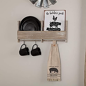 VHC Brands Sawyer Mill Charcoal Kitchen Hand Towel Set Pig Print Cotton Muslin Tea Towels