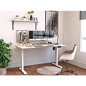 Homall Electric Height Adjustable Standing Desk 55 x 28 Inches Computer Desk Stand Up Home Office Workstation Desk T-Shaped Metal Bracket Desk with Wood Tabletop and Memory Settings （White）