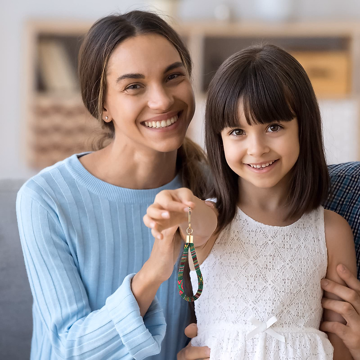 Junkin 24 Pcs Boho Surfer Key Chain with Golden Key-ring Bulk for Women Men Hippie Keychain Summer Festival Decorative Accessories Handmade Cute Keychain for Car Wallet Purse Holder