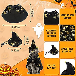 Hying Halloween Pet Black Witch Cloak for Cosplay Party Decoration, Cat Witch Hat Cosplay Costumes for Puppy Kittens Pet Accessories