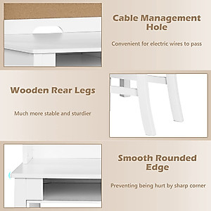 Costzon Kids Desk and Chair Set, Children Study Writing Desk w/Chair, Hutch, Storage, Drawers, Shelves, Cork Bulletin Board, Student Wooden Computer Workstation for Bedroom, Study, Living Room, White