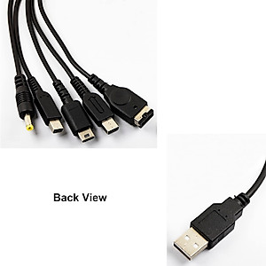 risingsaplings for USB Cable 5 in 1 Cord for Wii U DS Lite New 3DS XL 3DS XL 2DS Dsi XL NDS GBA SP PSP 1000 2000 3000