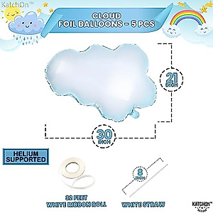 KatchOn, Huge Cloud Balloons Set - 30 Inch, Pack of 5 | Cloud Balloons Kit for Cloud 9 Party Decorations | Cloud Balloon Party Supplies for Happy Cloud Baby Shower Decorations, Sky Party Decorations