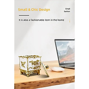 Taolivingmart Floral Relief Qtip Holder Dispenser for Cotton Ball, Swab, Floss Picks,Vanity Makeup Organizer,3 Compartment Storage (Coffee)