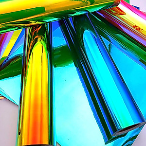 ASENDIWAY Holographic Rainbow Chrome Car Adhesive Vinyl Wrap Gloss Decal Sticker Film Sheet Air Bubble Free DIY Vinyl