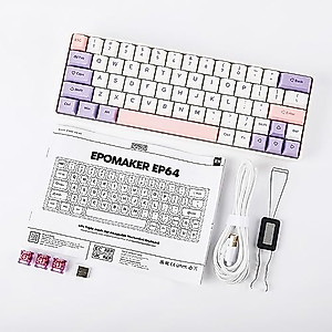 EPOMAKER EP64 60% Mechanical Keyboard, Wireless Gaming Keyboard, 2.4GHz/Bluetooth 5.0/USB-C Custom Keyboard, Hot Swappable, NKRO, Programmable wtih Dye-sub PBT Keycap for Mac/Win (Flamingo Switch)