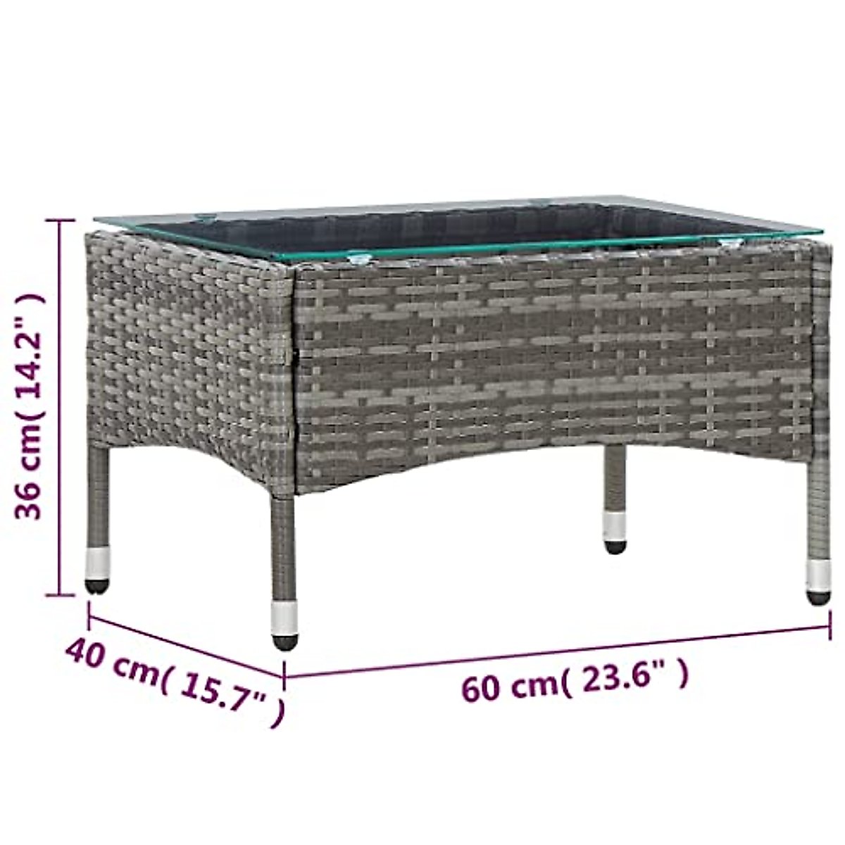 Higsose Coffee Table Gray 23.6"X15.7"X14.2" Poly Rattan，Dining Table，Living Room Tables，Pedestal Coffee Table，Tiny Coffee Table，Bar Table，Coffee Tables for Living Room