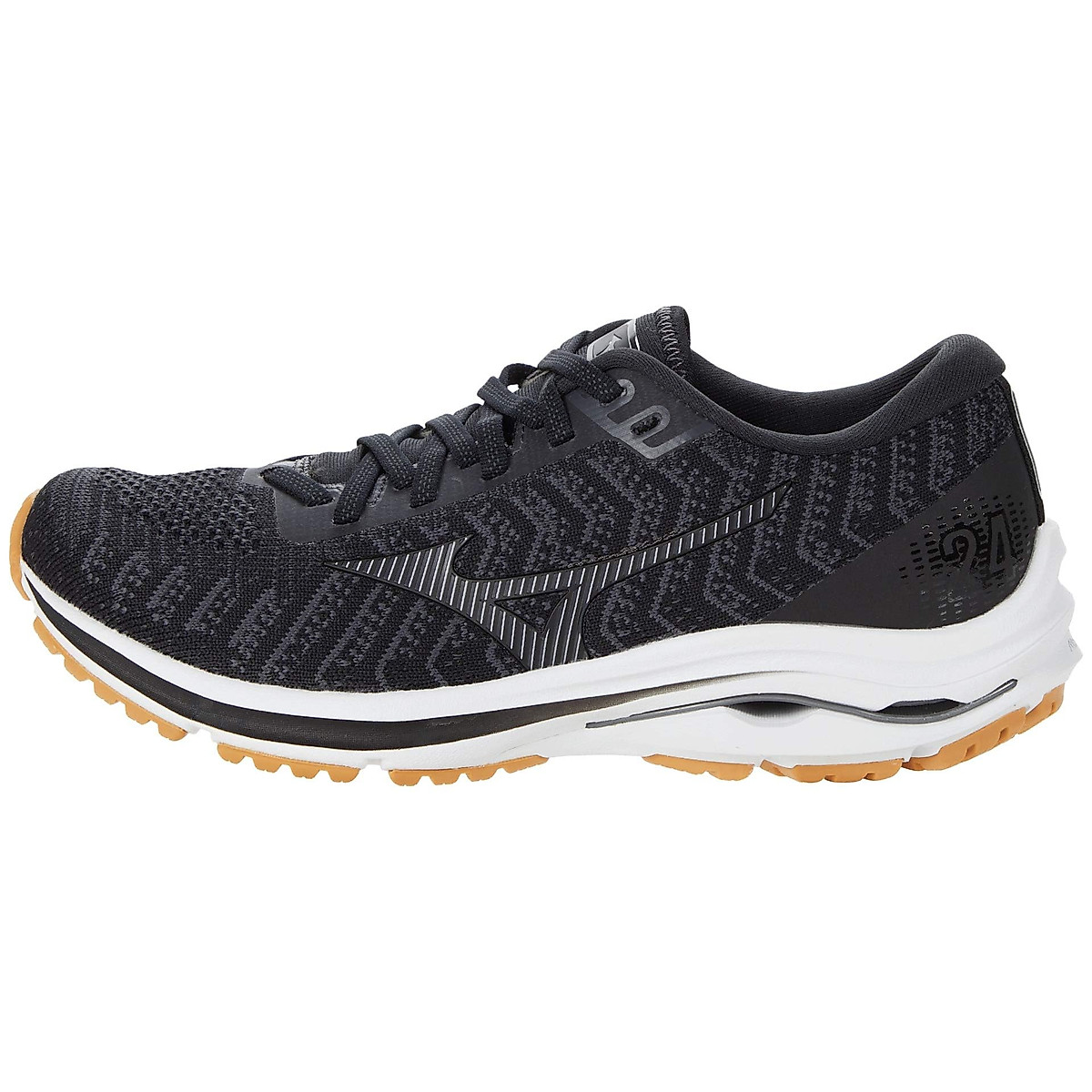 Mizuno Women's Wave Rider 24 WAVEKNIT Running Shoe, Black-Dark Shadow, 6 D US