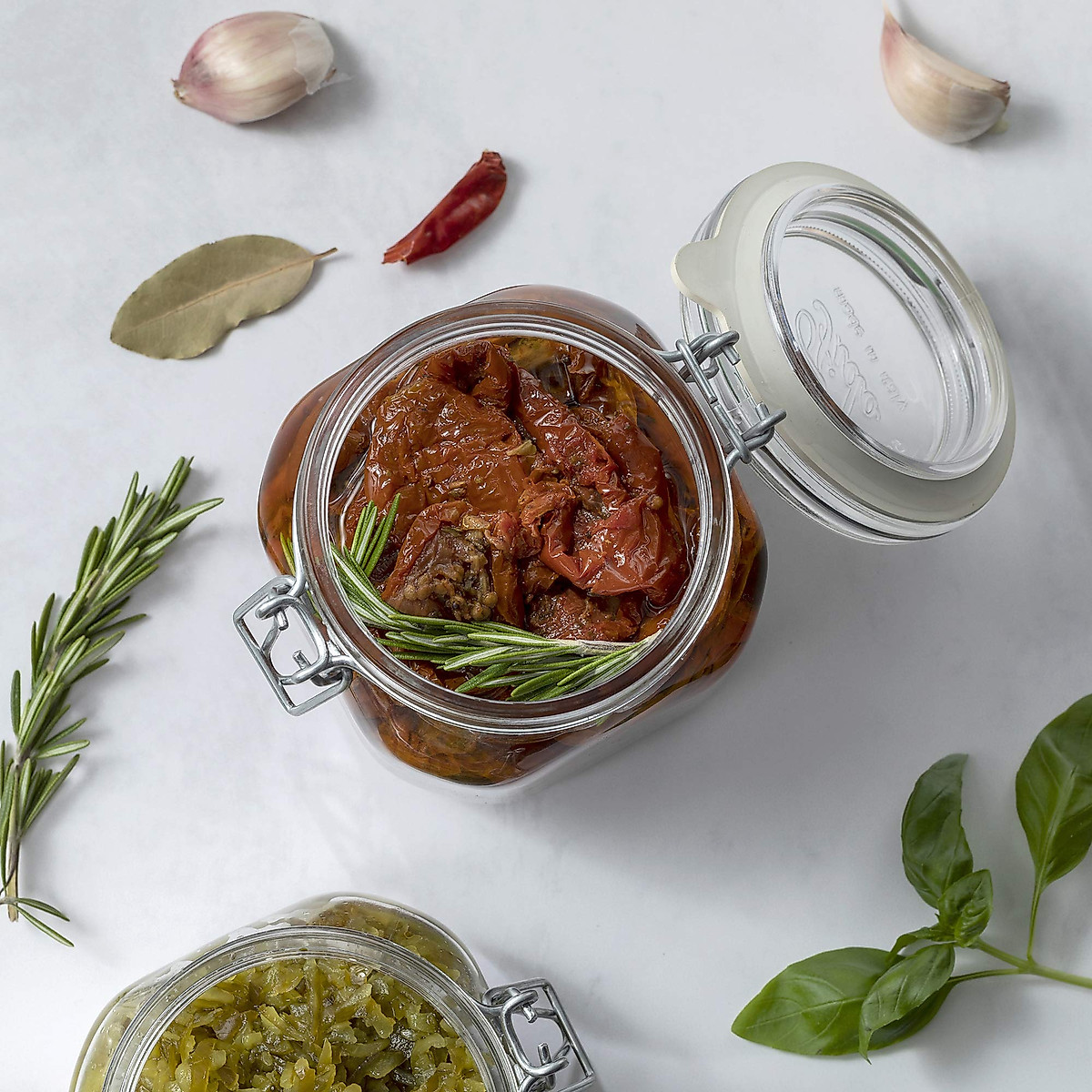 Bormioli Rocco - Food Storage Container - Glass Fido Jars - Hermetic Sealed Hinged Airtight Lid for Fermenting, With Paksh Chalkboard Labels 25 1/4 Ounce (.75 Liter)