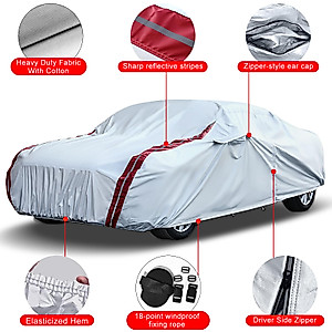 Waterproof Car Covers Replace for 2008-2024 Dodge Challenger, 6 Layers All Weather Custom-fit Car Cover with Zipper Door & Windproof Bands for Snow Rain Dust Hail Protection