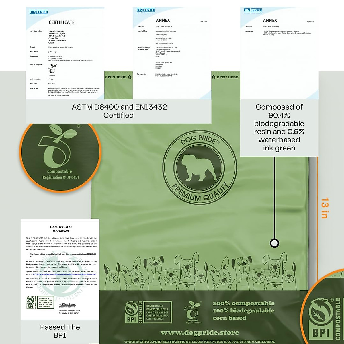 240-Pack Unscented Dog Poop Bags,Certified Compostable Dog Poop Bags, Biodegradable poop bags,Pet Accessories,Dog Waste Bags for Housebreaking!Bag Refills for Dogs,Puppy supplies,Cat Litter Bags