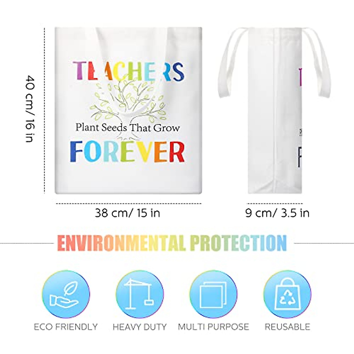 Xuniea 6 Pcs Teacher Appreciation Gifts for Women Graduation Tote Canvas Shopping Bags with Pocket (Cute Style)