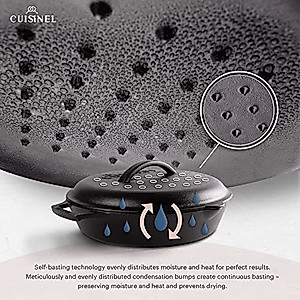 Cast Iron Skillet with Cast Iron Lid - 12"-Inch Dual Handle Frying Pan + Pan Scraper + Silicone Handle Holder Covers - Pre-Seasoned Oven Cookware - Use Indoor/Outdoor, Grill, Stovetop, Induction