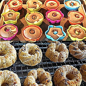To encounter 24Pack Silicone Molds, Nonstick 2 3/4 inches Donut Mold, Baking Cups, Donut/ Bagel Pan, Muffin, Jello, Oven- Microwave- Dishwasher Safe