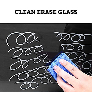 DEVELOP Magnetic Black Glass Dry Erase Board, 47.2 x 31.5 Inches, Frameless Wall Mounted Writing Glass Whiteboard with 4 Markers, 2 Magnets, 1 Eraser