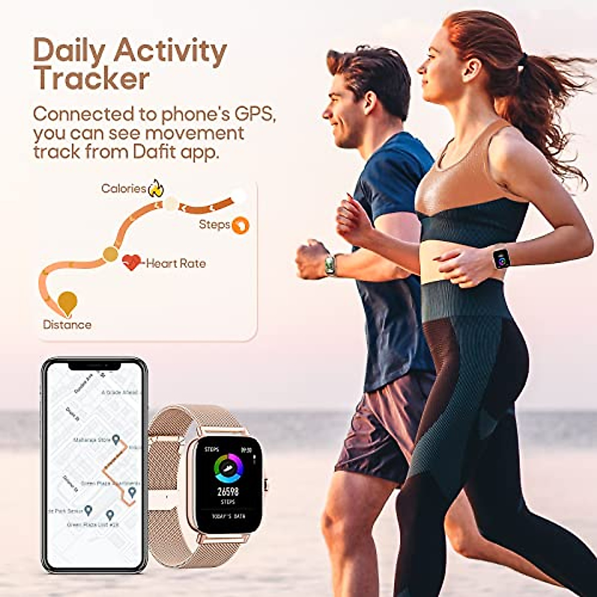 ZKCREATION Smart Watches for Women, 1.69" HD Bluetooth Call Fitness Tracker Smartwatch with Blood Pressure/Heart Rate Monitor, IP67 Waterproof Smart Watches, Smart Watch for Android iOS Phones