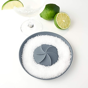 True Frill Cocktail Rimmer, Gray, Dishwasher Safe Food Grade Silicone, Glass Rimmer, Bar Tools