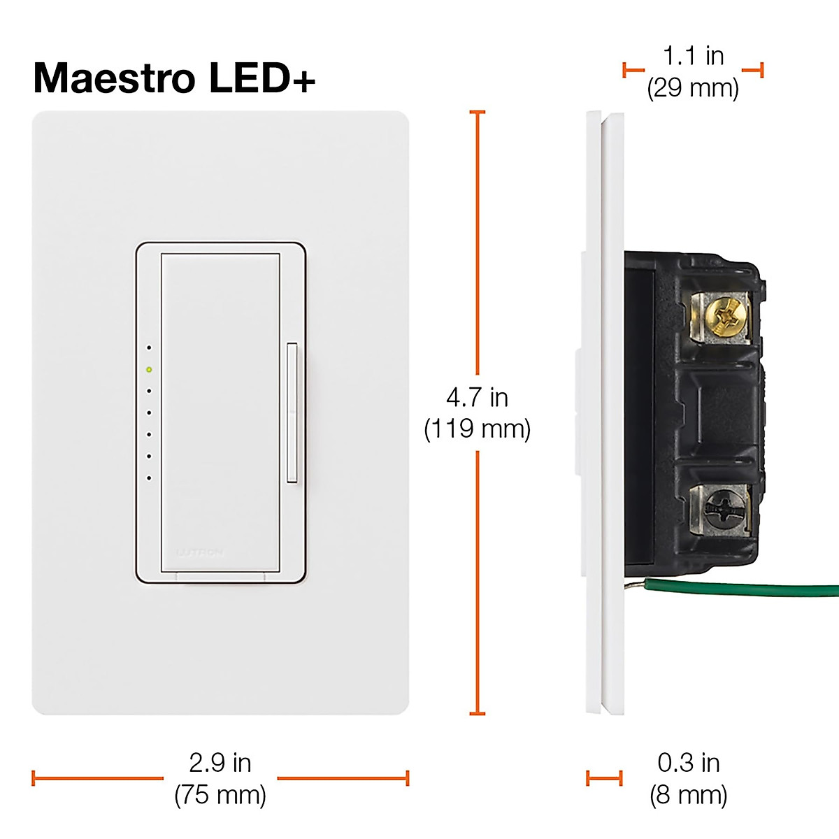 Lutron Maestro LED+ Dimmer Switch for Dimmable LED, Halogen and Incandescent Bulbs, 150W/Single-Pole or Multi-Location, MACL-153M-WH, White (8-Pack)