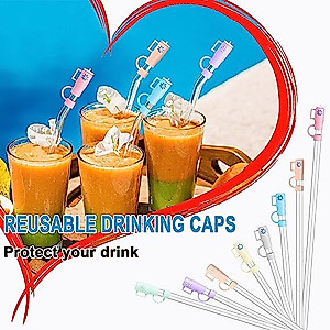 EXQUILEG Straw Covers Cap Fit for Stanley Cup, 8Pcs Silicone Straw Toppers Compatible for Stanley 30&40 Oz Tumbler, 10mm Drinking Straw Tip Covers Fit for Stanley Cups Accessories