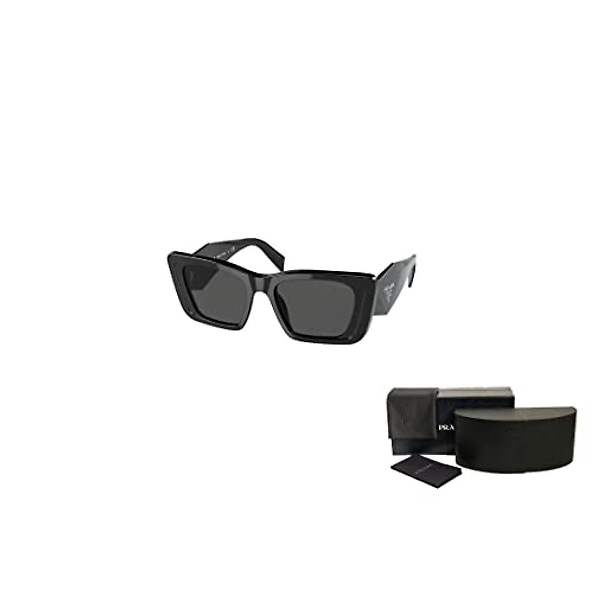 Prada PR08YS 1AB5S0 51MM Black/Dark Grey Butterfly Sunglasses for Women +BUNDLE with Designer iWear Care Kit