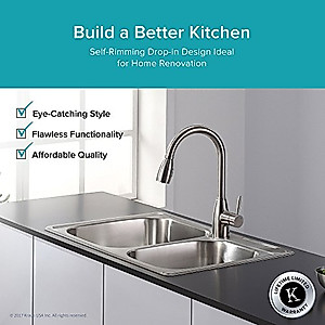 Kraus KTM32 Premier Kitchen Sink Double Bowl, 33.13, Satin