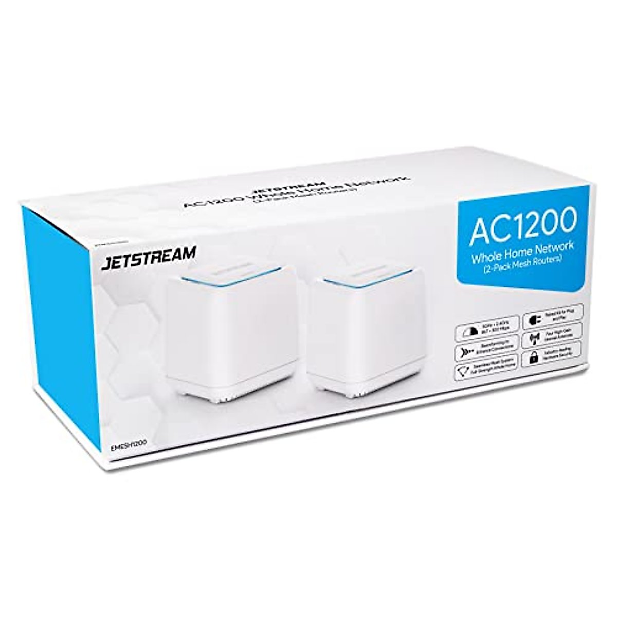 Mesh WiFi Router,Dual Band AC1200 Whole Home Mesh WiFi System with Touchlink Function, Router & Extender Replacement Covers up to 4,500 sq. ft, 2-Pack Includes 1 WiFi Router & 1 WiFi Extenders