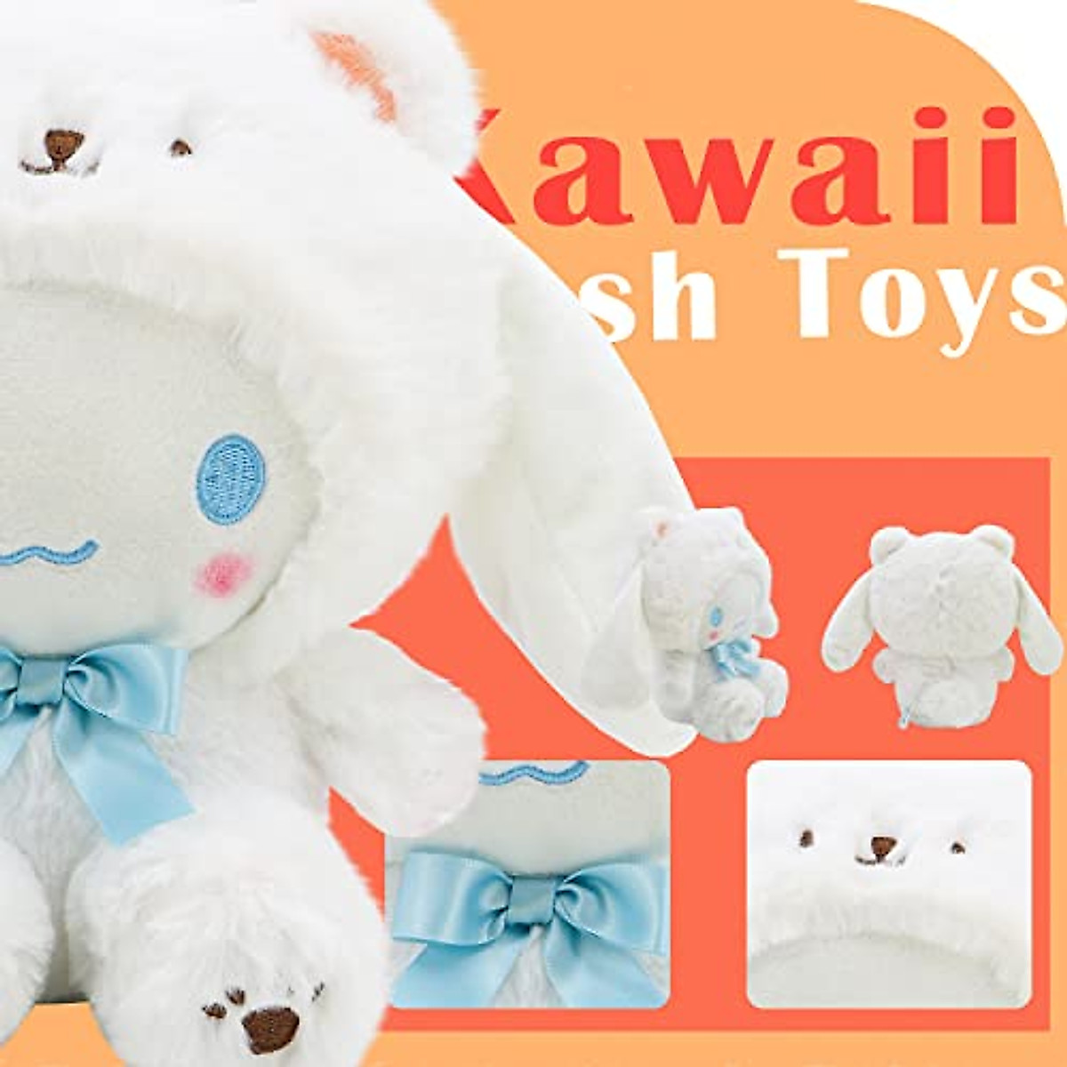 COAQAC Kawaii Cartoon White Bear Cross-Dressing Series Plush,Soft Plush Doll Cute Soft Toys, Plush Pillow Stuffed Animals Toy Birthday Gifts for Girls Kids (White Bear-D, 7.8in)