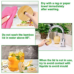 MIVIDE 16 Pack Bamboo Lids for Beer Can Glass, Leakproof Reusable Jar Lids with Straw Hole, 70mm Natural Wooden Bamboo Lids for Mugs and Jars