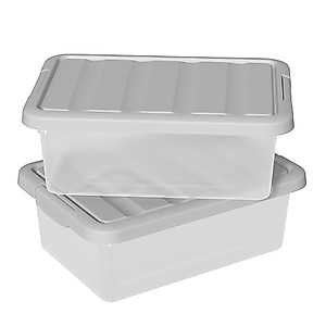 Nihenok 14 L Clear Latch Storage Box, 2 Pack Plastic Storage Bins with Gray Lids