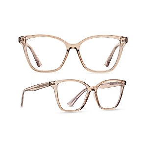 DIFF Reading glasses for Women, Lightweight Oversized Readers Leah 1.75 designer blue light glasses with magnification, Vintage Crystal
