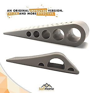 Door Stopper 6 Pack [1.3" high] - Bonus Holders - SofiHome Premium Heavy Duty Door Stop Rubber Wedge with Decorative Holder - Ideal for Large & Small Door Gaps - The Improved (6, Gray)