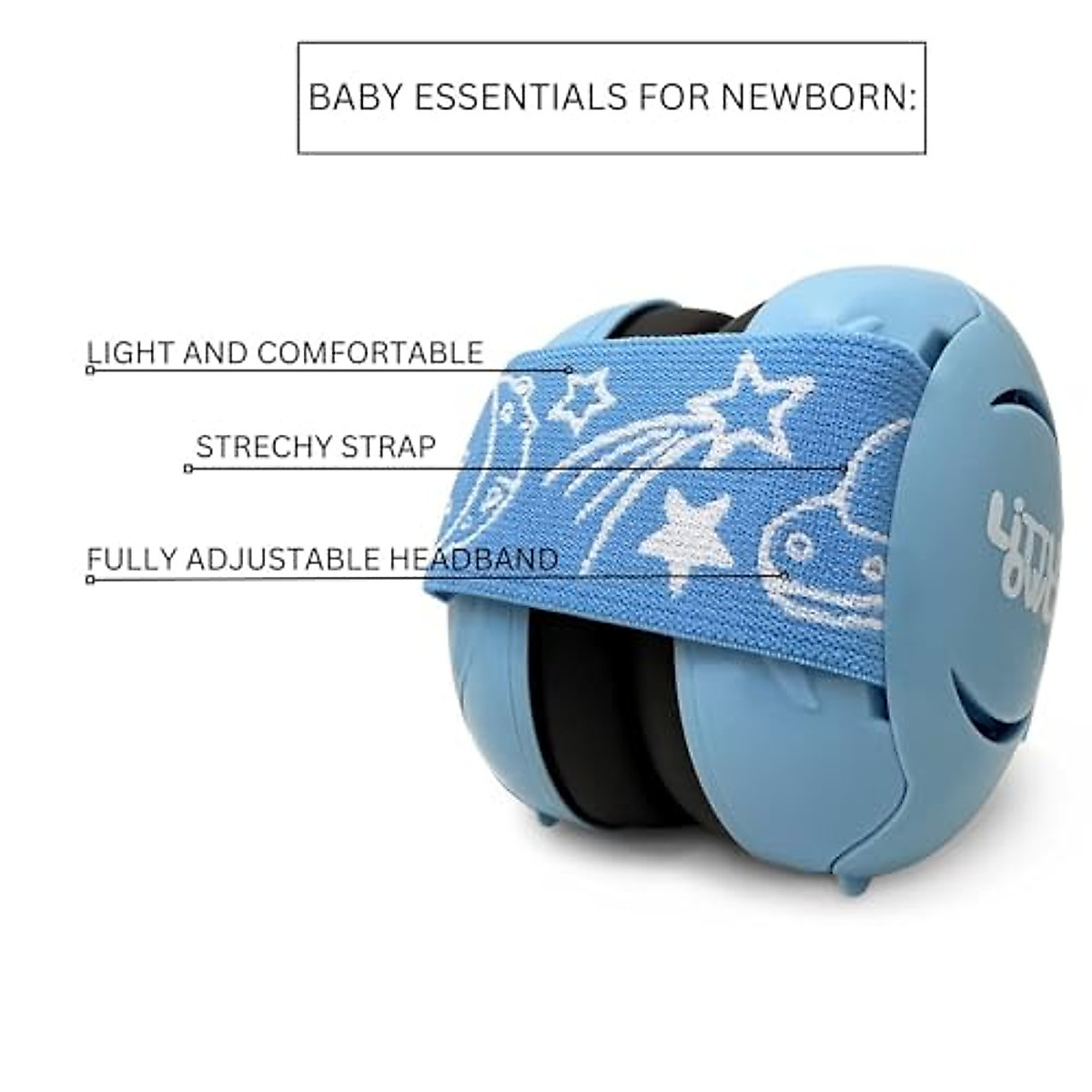 Little Owl Noise Cancelling Headphones for Kids - Baby & Toddler Ear Protection Earmuffs with Elastic Headband