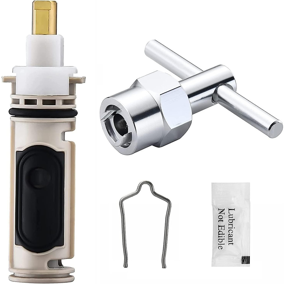 1222 Replacement Cartridge with Moen 104421 Cartridge Puller Removal Tool Retainer Clip, Compatible with Moen Posi Temp 1222B Single Handle Shower Bathtub Faucet Replacement Parts Repair Kit