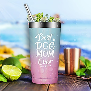 BIRGILT Dog Mom Gifts for Women - Best Dog Mom Ever - Dog Mom Mothers Day Gift - Funny Christmas Birthday Gifts for Mom, Dog Mum - 20oz Dog Mom Tumbler