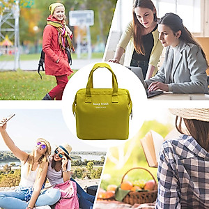 Mziart Insulated Lunch Bag Simple Bento Cooler Bag Lunch Tote Bag for Lunch Box for Women Men Adult Picnic Working Hiking Beach (Yellow)