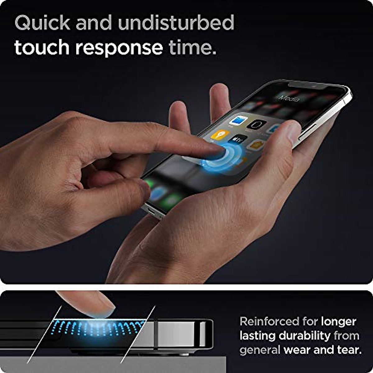 Spigen Tempered Glass Screen Protector [GlasTR EZ FIT - Privacy] Designed for iPhone 12 / iPhone 12 Pro - 2 Pack