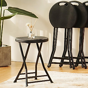 Allpop 2 Pack Folding Stool 18 Inch, Foldable Stool Chair Set of 2, 550lbs Capacity, Portable Round Bar Stool with Handle for Adults Kitchen Garden, Black