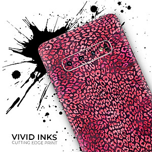 DesignSkinz Red Watercolor Leopard Pattern Protective Vinyl Decal Wrap Skin Cover Compatible with The Samsung Galaxy S20 (Screen Trim & Back Glass Skin)