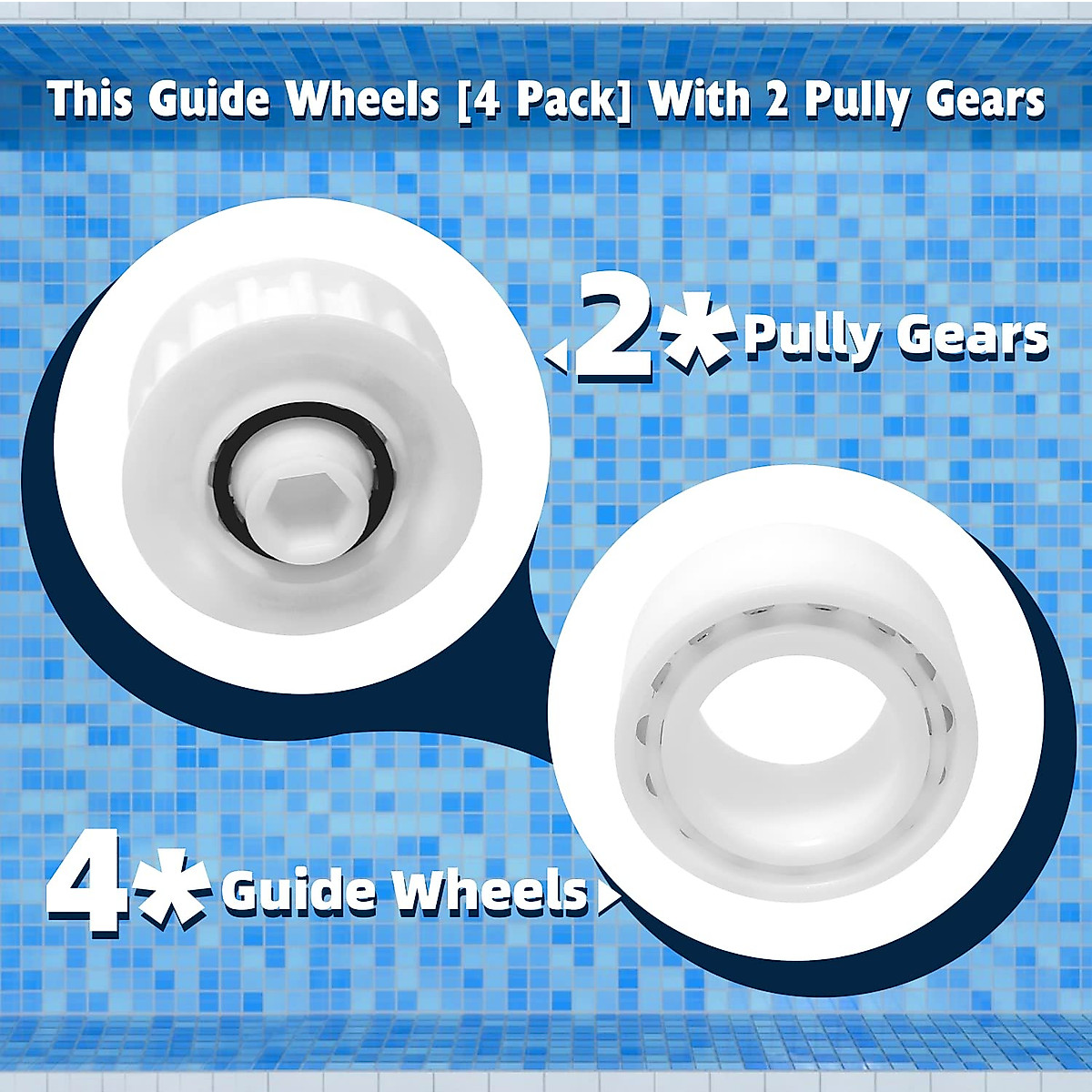 LittleNest Upgrade 4 Pack Guide Wheels with 2 Pully Gears Replace 3884997-R6 Fit for Dolphin Nautilus M400 M500 Premier Edge Apollo Apollo Plus DLX 4/ DLX 5 Triton Wave Quest Heavy Duty